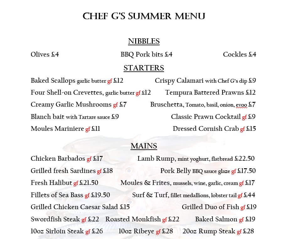 Menu – Chef G's Penarth