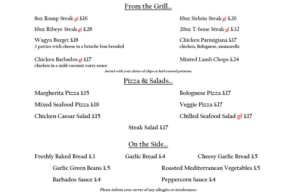 Menu – Chef G's Penarth